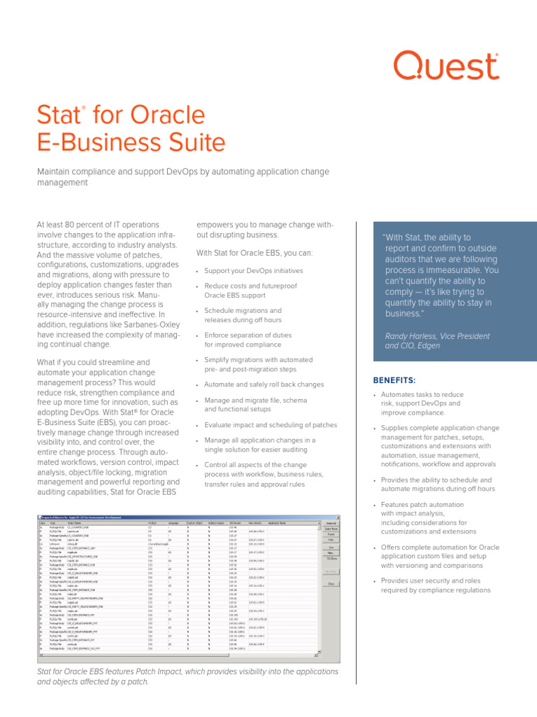 Stat For Oracle e Business Suite Datasheet 68079 | PDF | Version ...