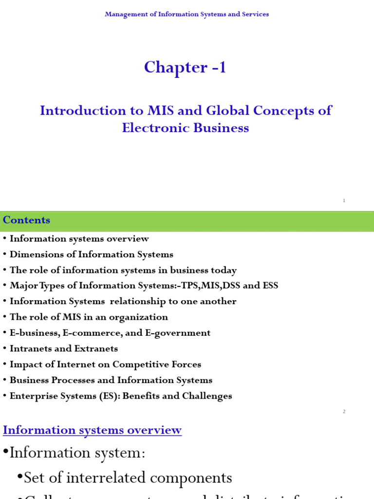 MIS and Services Chapter 1-Importance of IS Management | PDF | Management Information System ...