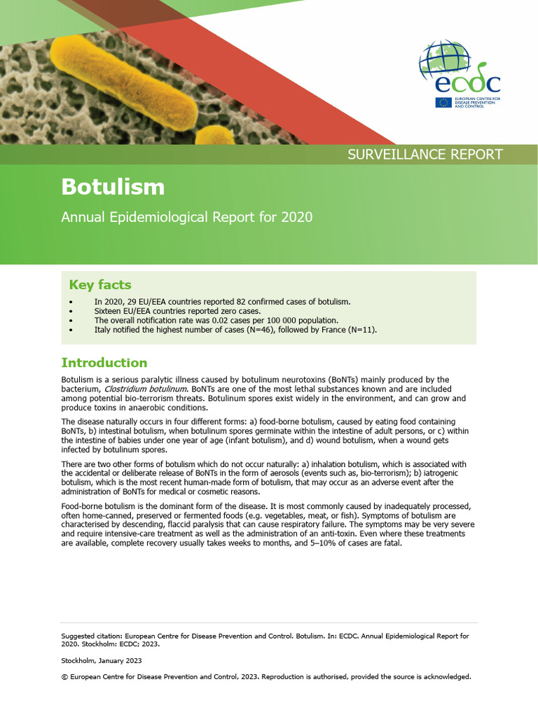 Botulism Surveillance Report 2020 | PDF | Botulinum Toxin | Medical ...