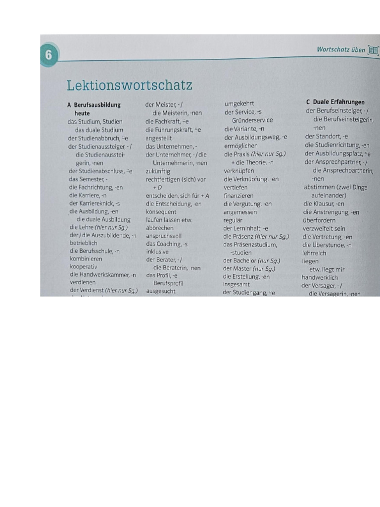 Wortschatz B2 Lektion 6 | PDF