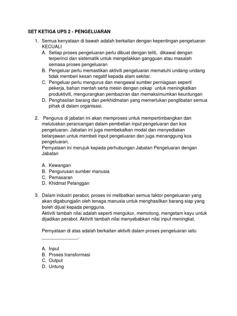 Soalan SET KETIGA UPS 2 AP025 | PDF | Bisnis