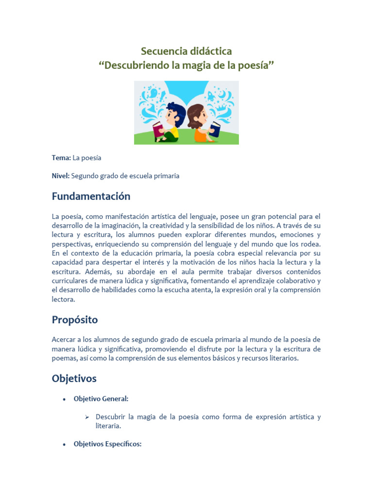 Secuencia Didáctica La Poesía | Descargar gratis PDF | Poesía ...