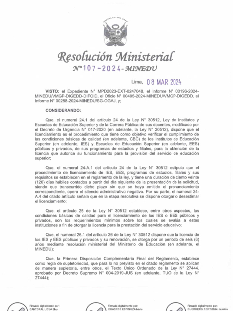 RM 107-2024-Minedu | PDF