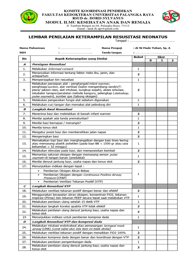 Penilaian Keterampilan Resusitasi Neonatus | PDF | Kesehatan Holistik