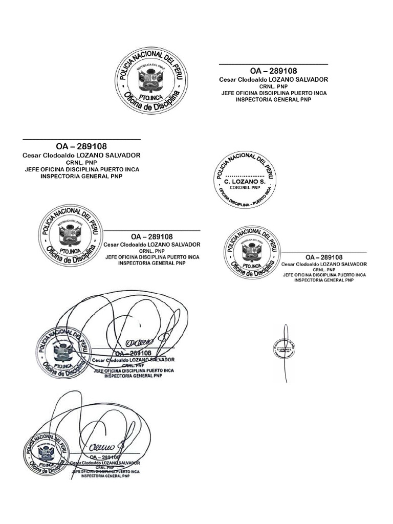 Sellos Od Crnl. PNP Lozano | PDF