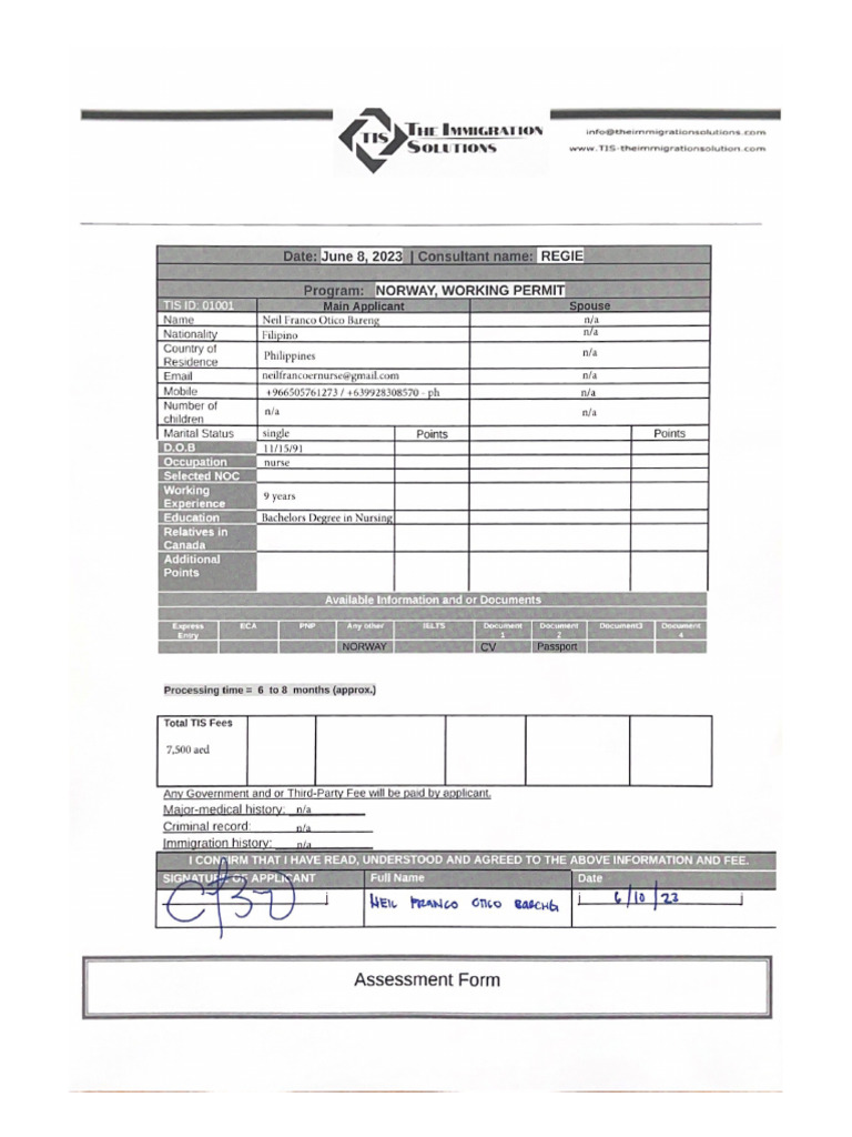 Assessment Form | PDF