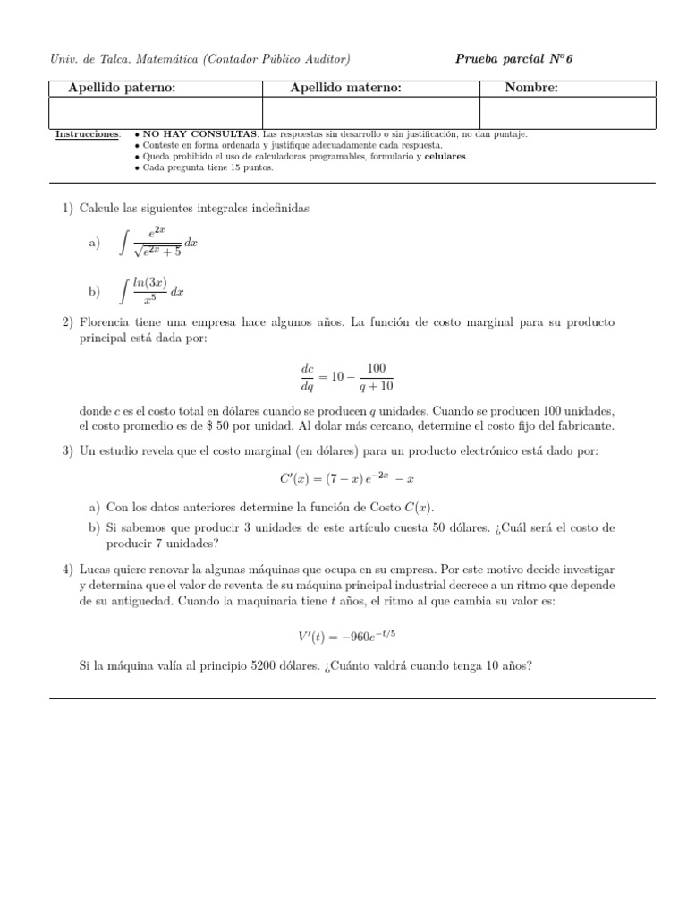 Prueba Matemática Para Contadores Pdf Métodos Y Materiales De