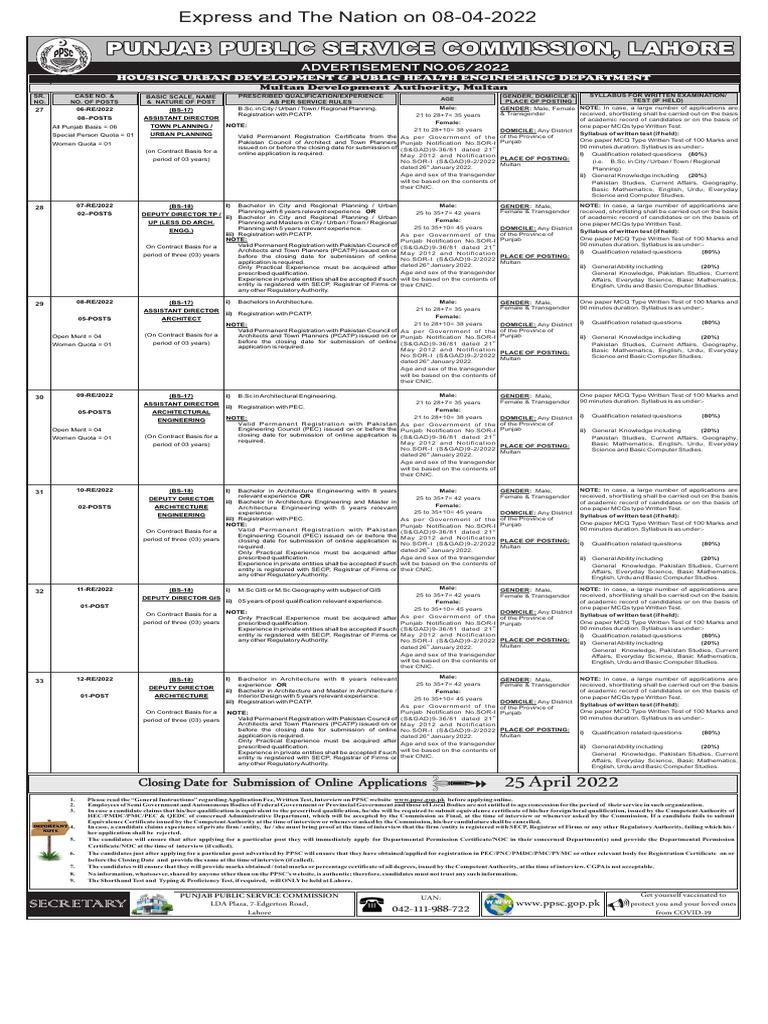 Advt No.06-2022 18-03-2022 X7 Version | PDF | Multiple Choice