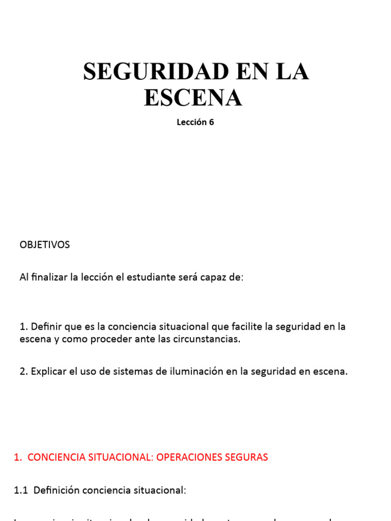 Seguridad en La Escena | PDF | Conciencia de la situación | Camión