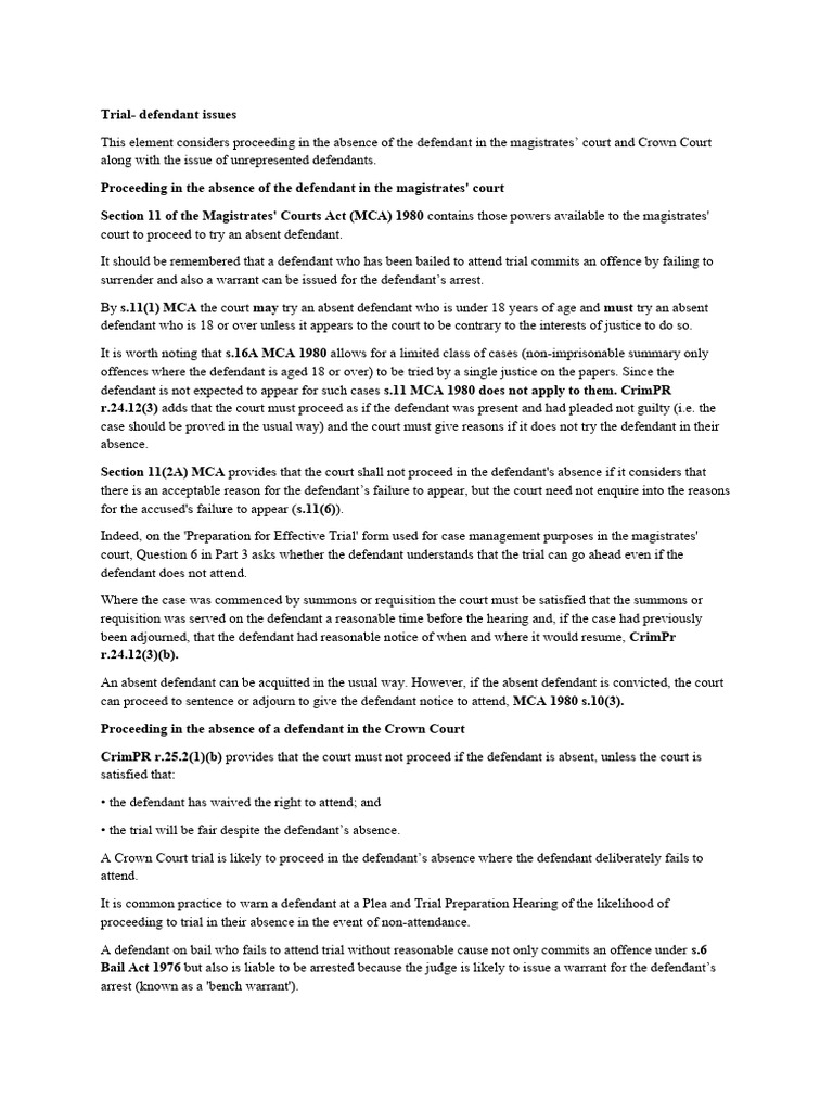 Trial - Defendant Issues - Trial - Defendant Issues (Accessible) | PDF ...