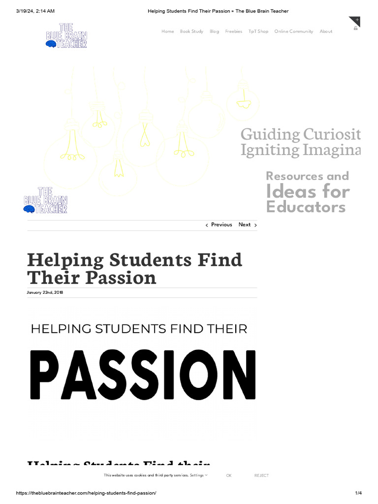 Helping Students Find Their Passion The Blue Brain Teacher Pdf