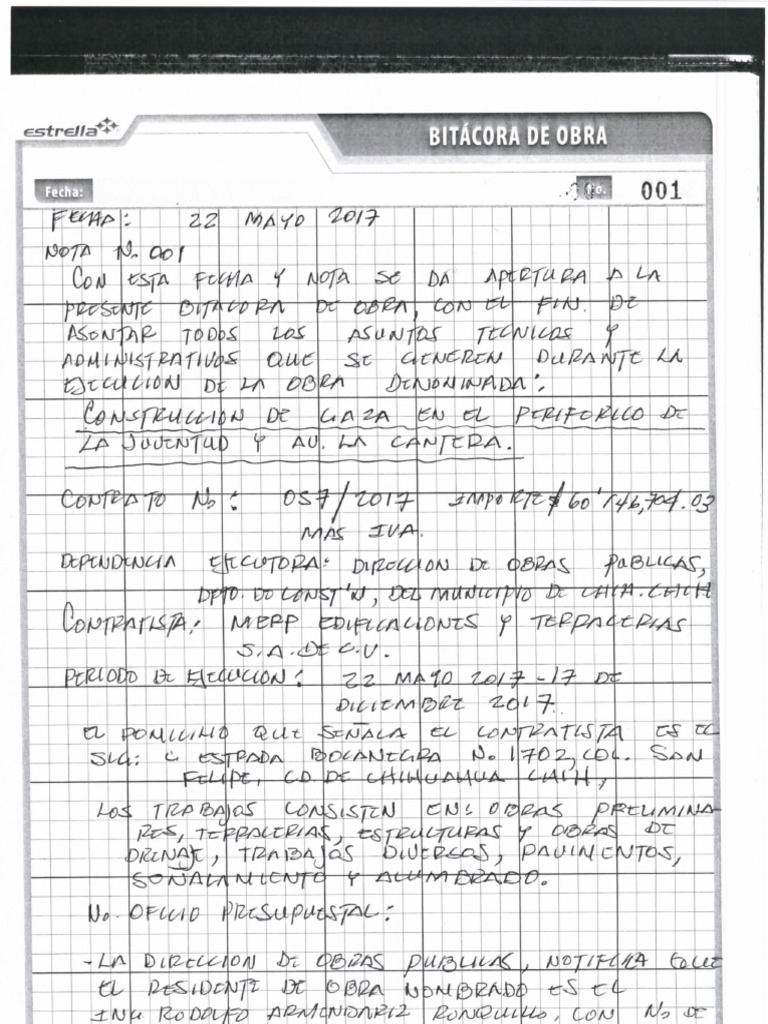 Ejemplo de Bitacora Convecional | PDF