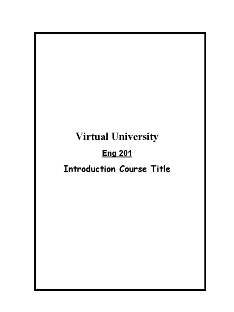 Virtual University Eng 201 Overview | PDF