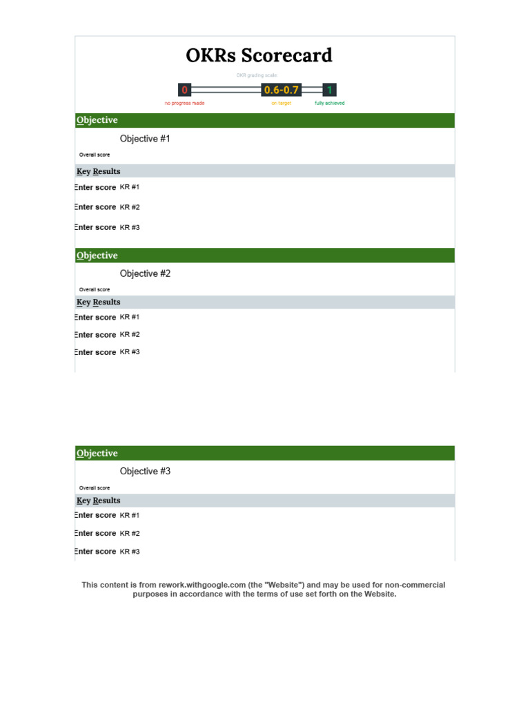Okrs Scorecard Spreadsheet Grade Your Own Okrs Pdf