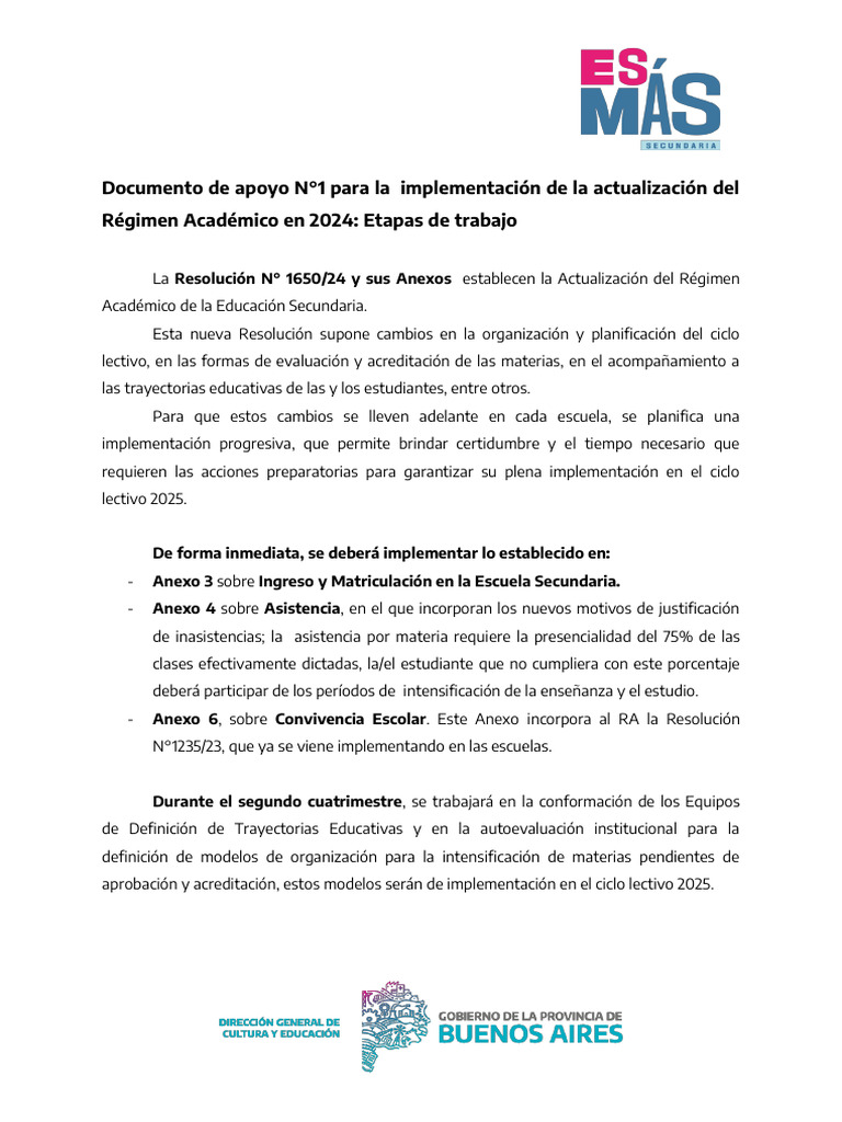Documento de Apoyo N°1 para La Implementación de La Actualización Del Régimen Académico en 2024 ...
