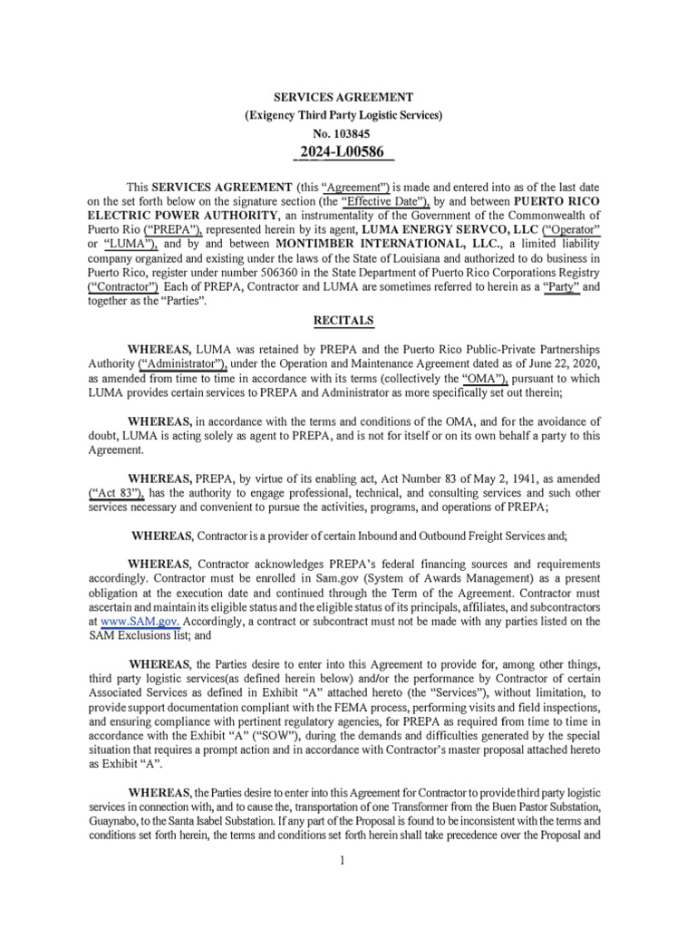 Contrato LUMA Transformador Junio | PDF | Indemnity | Legal Liability