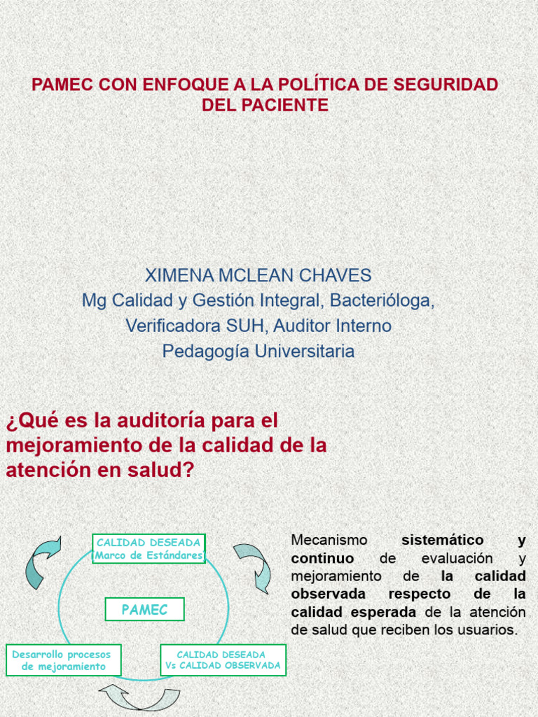 PAMEC y Seguridad del Paciente | PDF | Evaluación | Seguridad del paciente