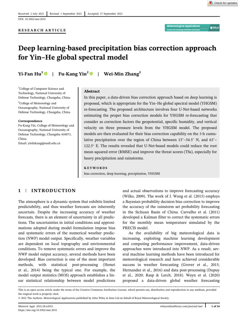 Meteorological Applications - 2021 - Hu - Deep Learning Based ... Meteorological Applications - 2021 - Hu - Deep Learning Based ...