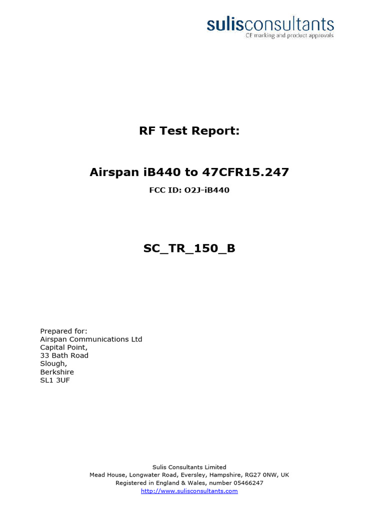 Test Report 2741089 | PDF | Bandwidth (Signal Processing) | Antenna (Radio)