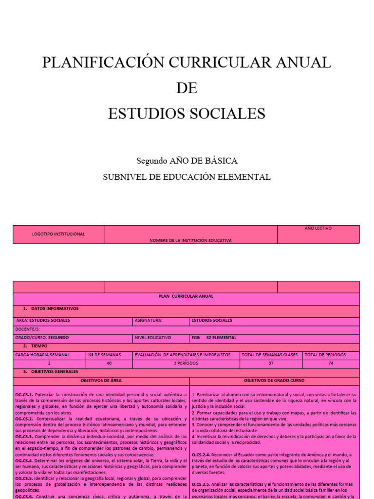 Pca Estudios Sociales Segundo | PDF | Familia | Escuelas