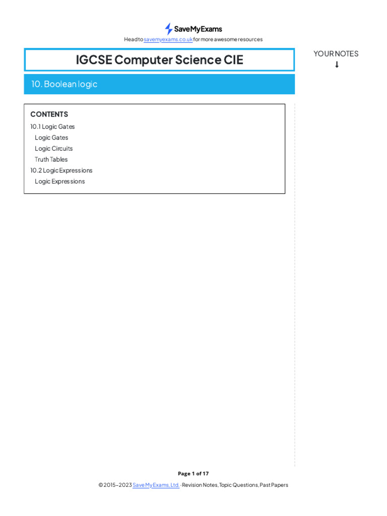 Boolean Logic - Notes | PDF | Logic Gate | Electronic Engineering