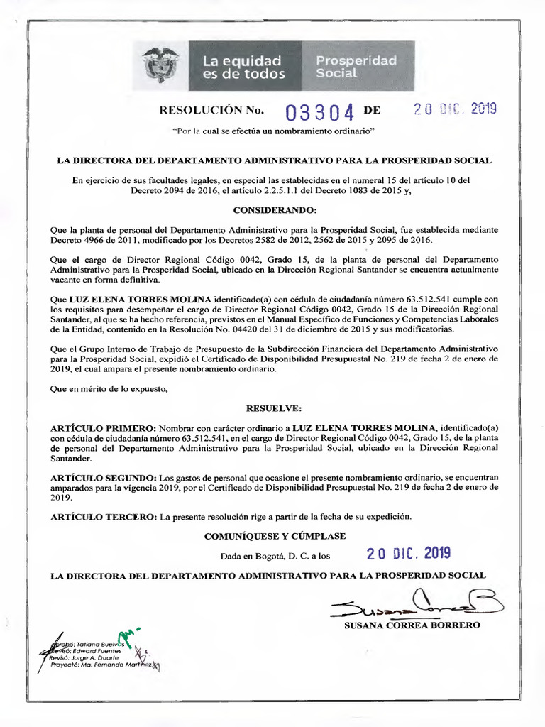 Luz Elena Torres Molina Resolución No.03304 | PDF | Gobierno