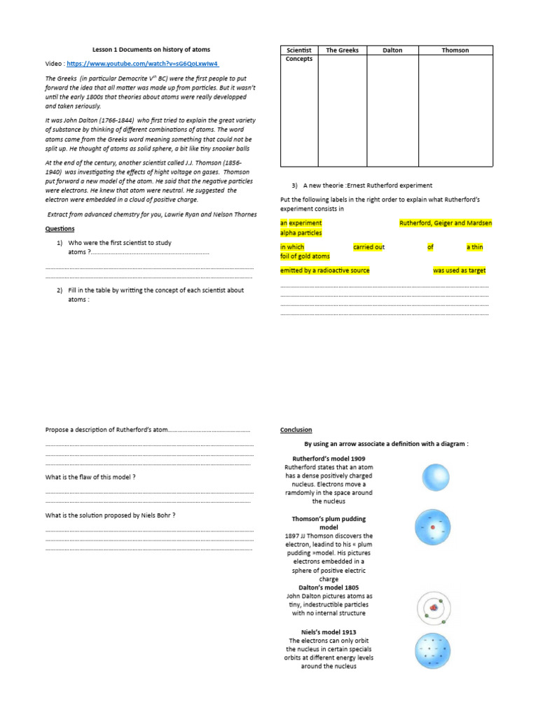 Lesson 1 Documents On History of Atoms-1 | PDF | Atoms | Atomic Nucleus
