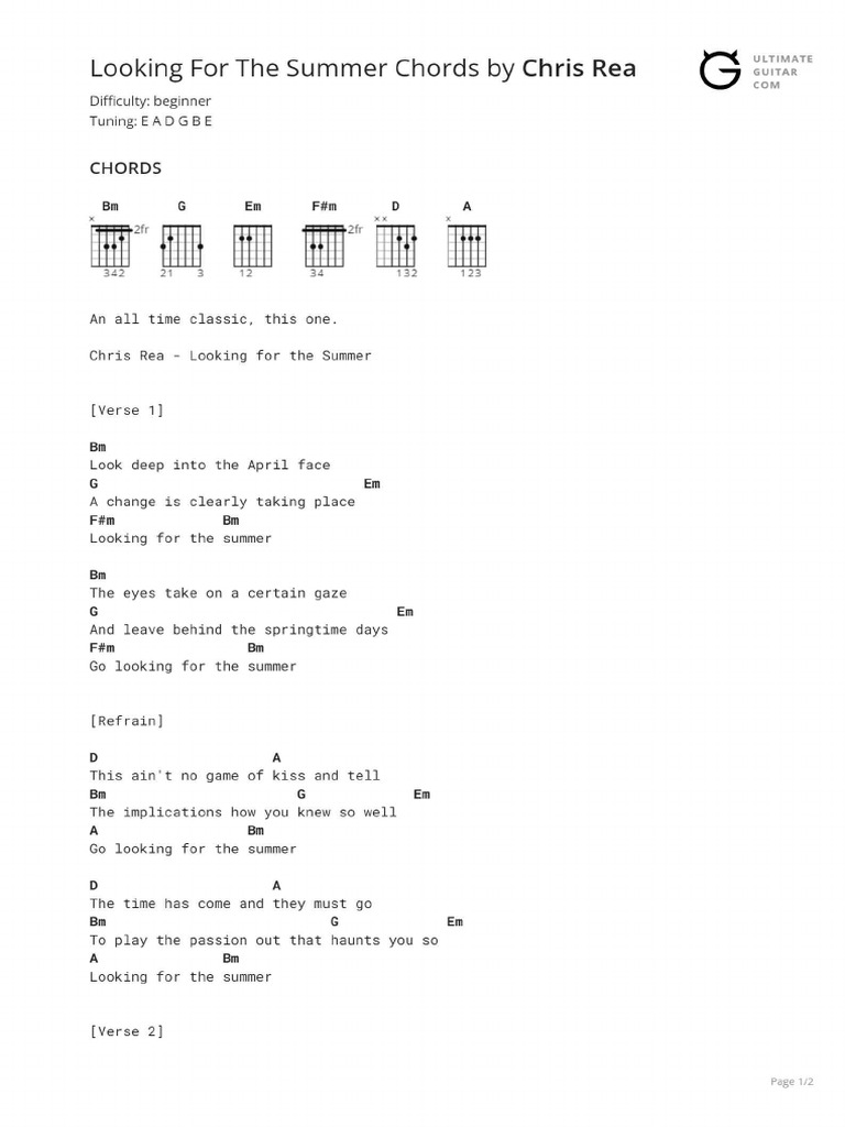 Looking For The Summer Chords | PDF