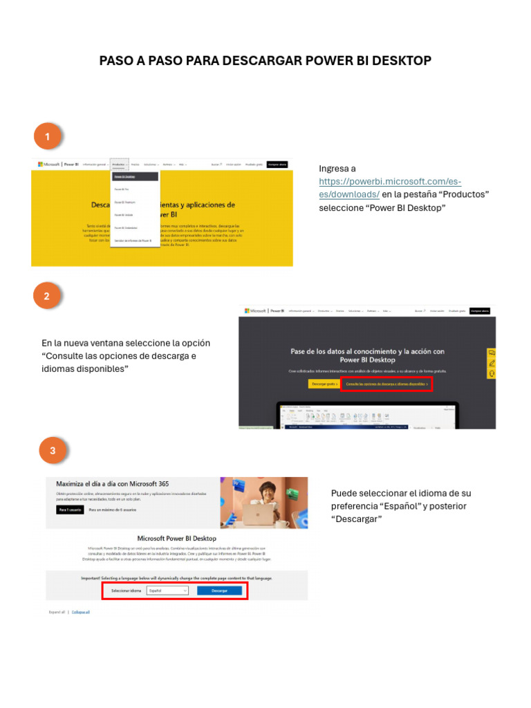 Instrucciones de Descarga Power Bi | PDF
