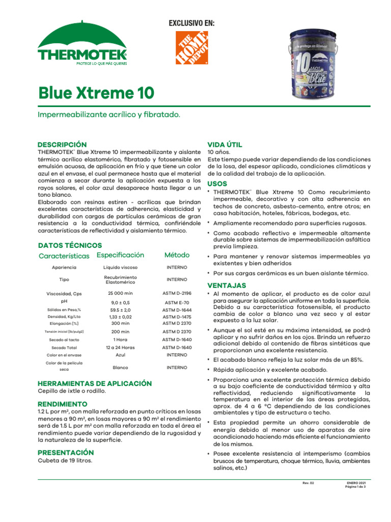 Ficha Técnica Thermotek | PDF | Aislamiento térmico | Pintura acrilica