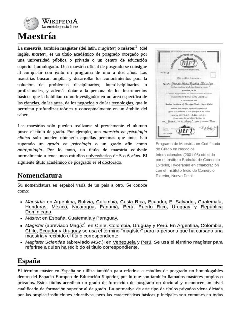 Maestría | PDF | Maestría | Calificaciones