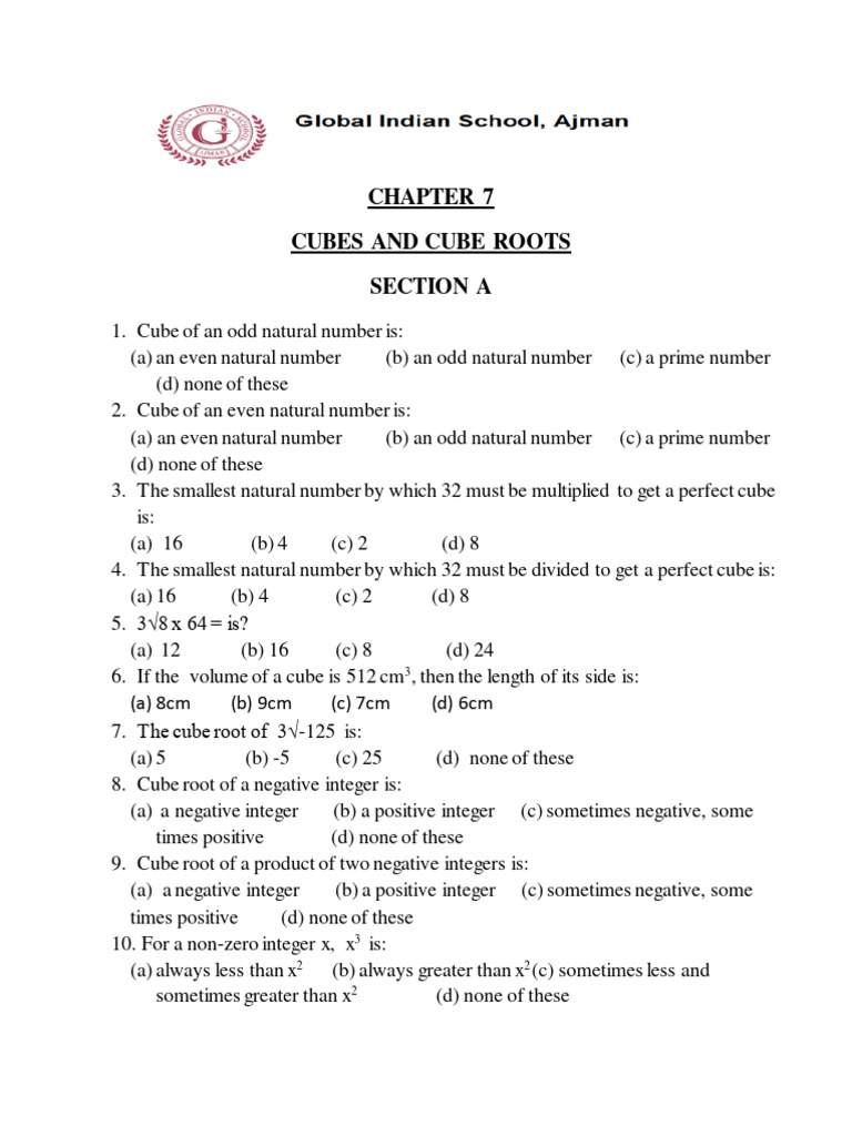 cube and cube roots | PDF | Numbers | Natural Number