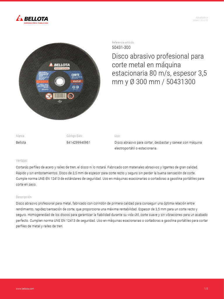 Catálogo Bellota Variants 50431-300 Es | PDF | Abrasivo