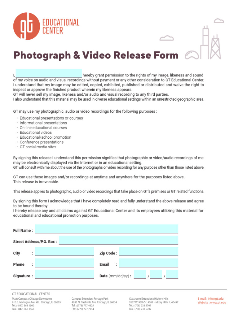 Photo Video Audio Release Form | PDF | Computing | Information And ...
