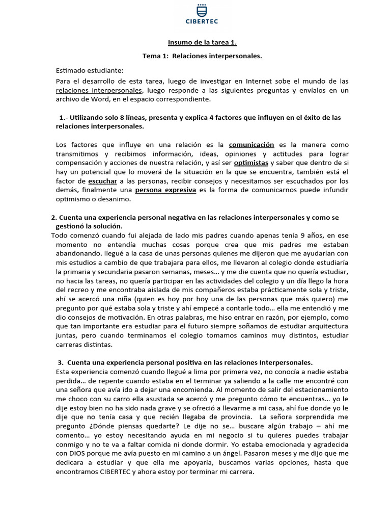 Relaciones Interpersonales. | PDF | Relaciones personales, crianza y ...