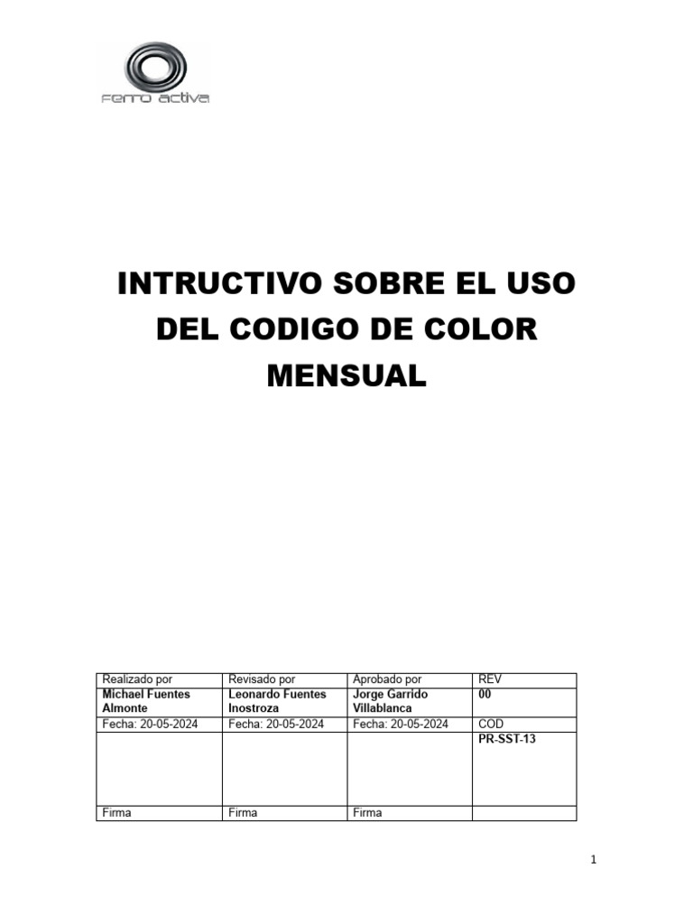 Instructivo de Código de Color Mensual | PDF | Negocios | Arte
