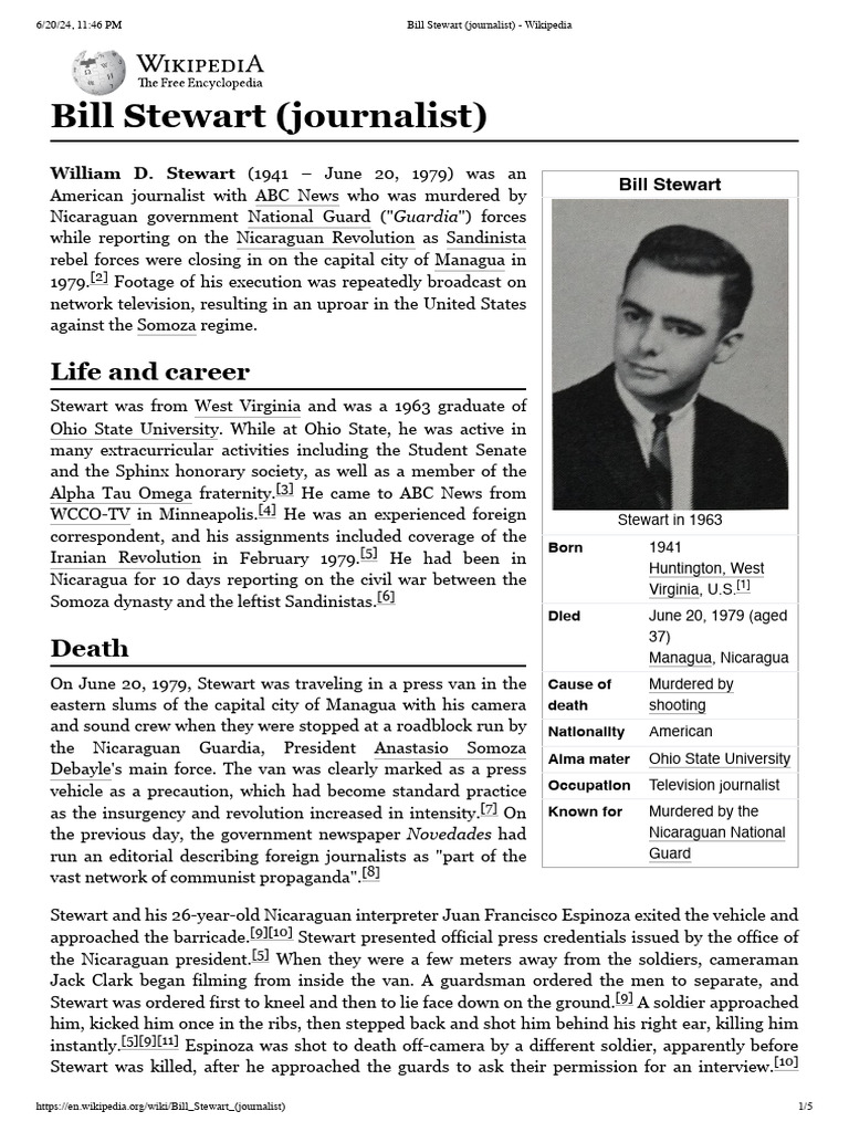 Bill Stewart (Journalist) - Wikipedia | PDF | Nicaragua
