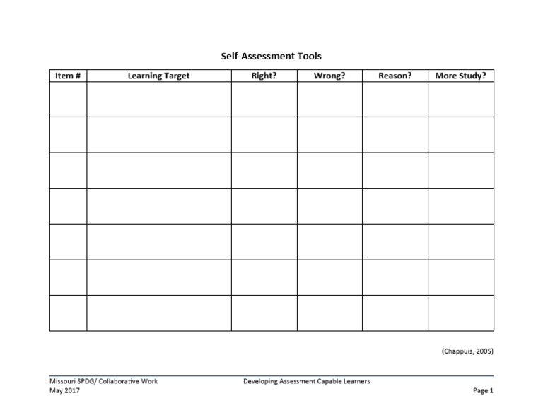10 Self Assessment Tool | PDF