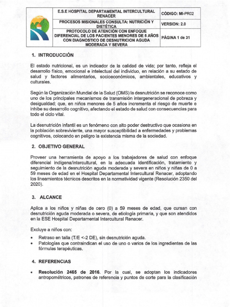 Protocolo Aedp Menores de 5 Años-Dx-Dnt-Severa - 0001 | PDF