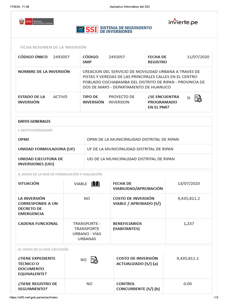 Aplicativo Informático Del SSI | PDF | Negocios | Finanzas y dinero