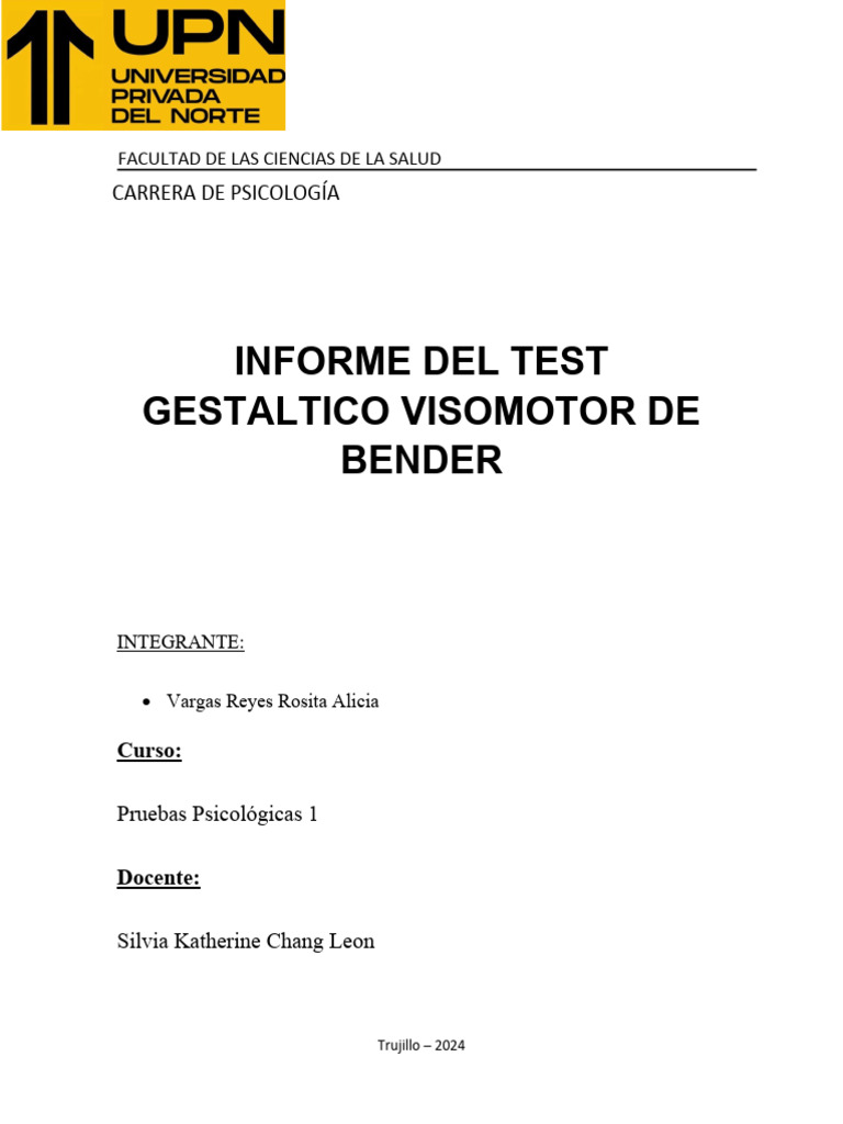 Informe Del Test Gestaltico Visomotor de Bender | PDF | Sicología ...