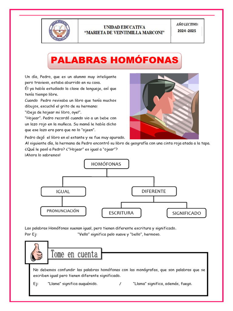 Las Palabras Homófonas | PDF