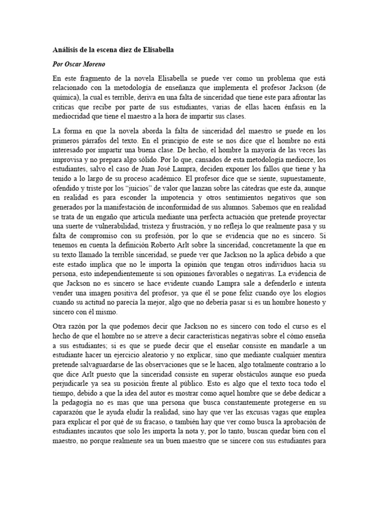Análisis de La Escena Diez de Elisabella | PDF | Maestros