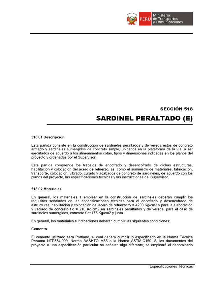 Construcción de Sardineles Peraltados | PDF | Hormigón | Cemento