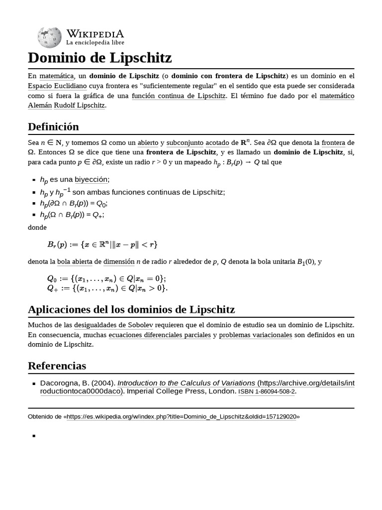 Dominio de Lipschitz | PDF