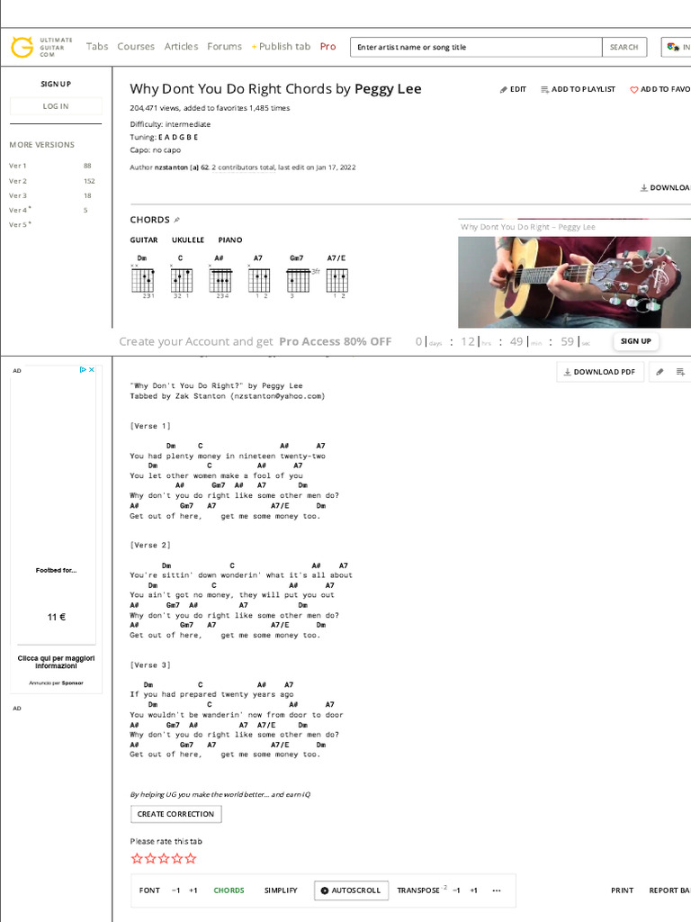 WHY DONT YOU DO RIGHT CHORDS by Peggy Lee @ | PDF | European Musical ...