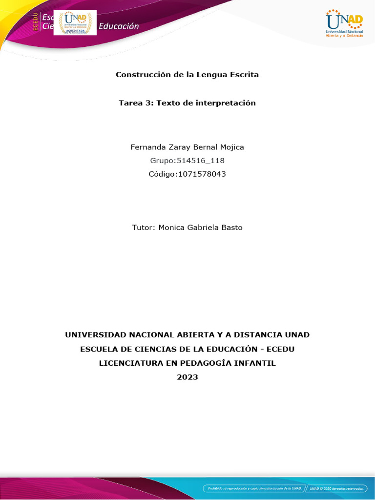 Formato Tarea 3 - Texto de Interpretación-Zaray Bernal | PDF ...