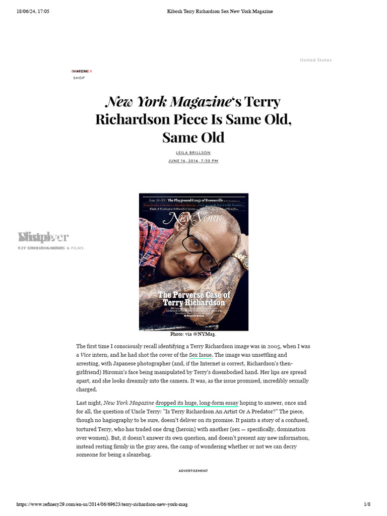 Kibosh Terry Richardson Sex New York Magazine Pdf 9718