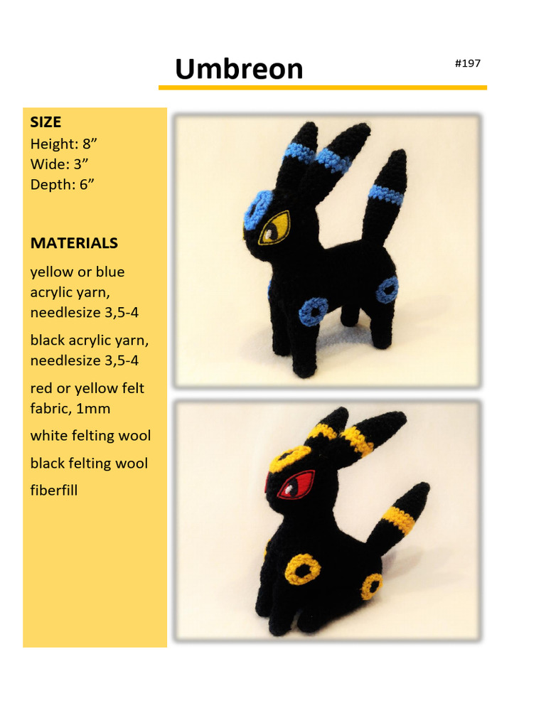 Umbreon_CrochetPattern | PDF | Crochet | Sewing