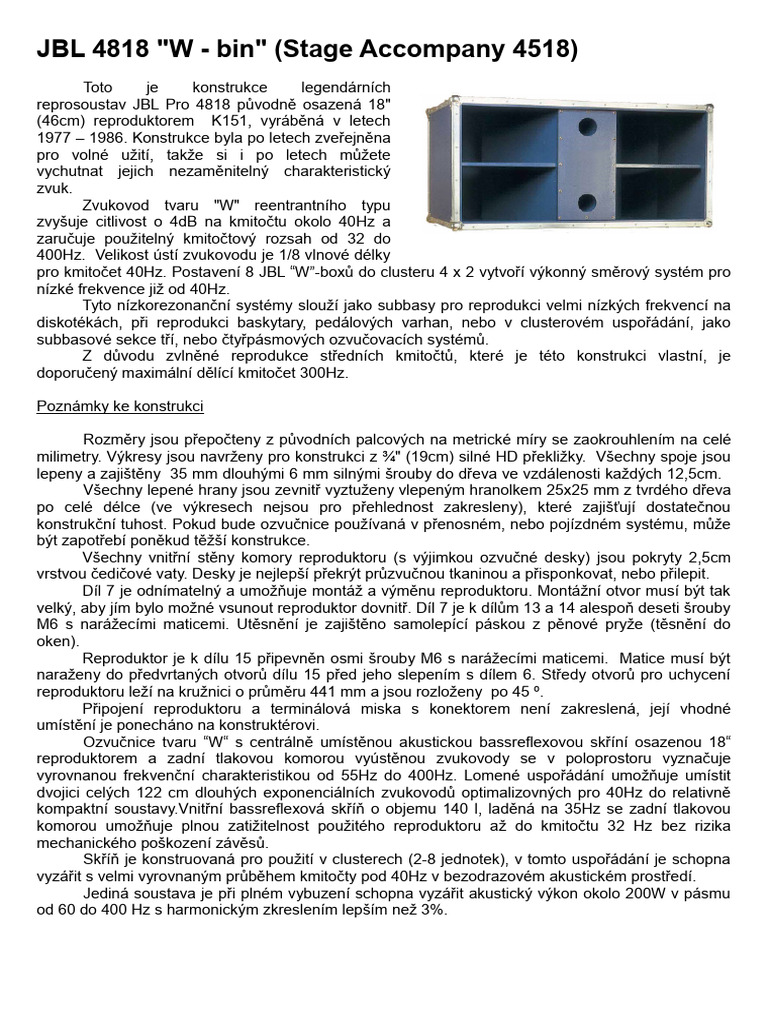 Jbl-4818 Cabaret o For | PDF